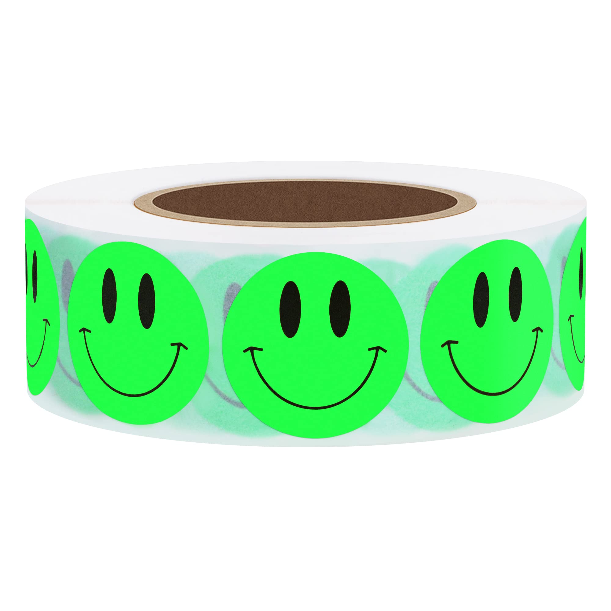 Hybsk 1 Inch Fluorescent Green Smiley Face Stickers Happy Face Sticker ...